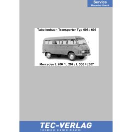 Mercedes L206 / L207 / L306 / L307 Tabellenbuch Transporter 605 und 606
